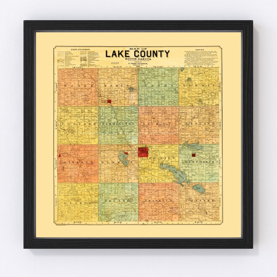 Lake County Map 1899, Vintage Lake County Map, Old Lake County South ...
