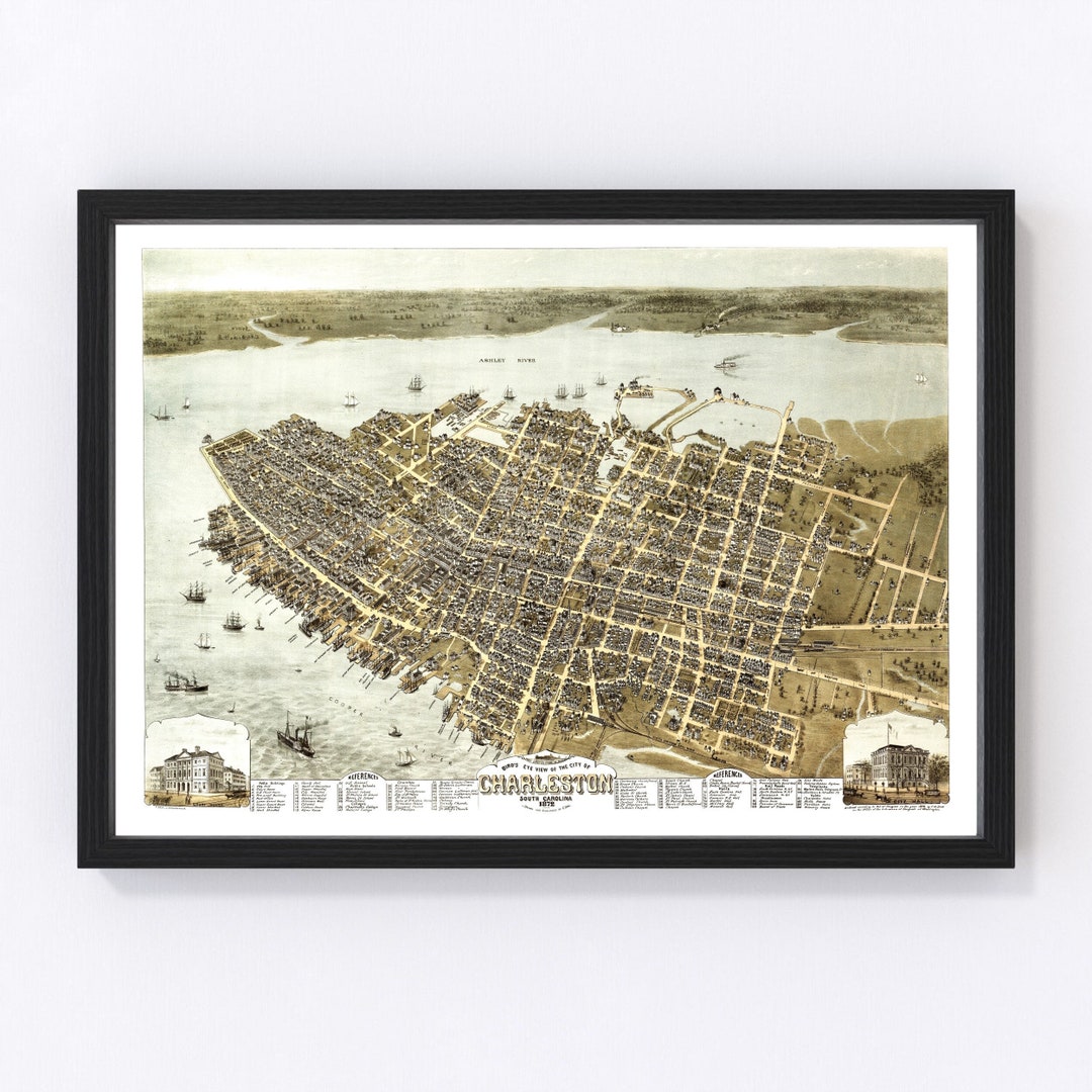 Charleston Map 1872 - Old Map of Charleston South Carolina Art Vintage ...