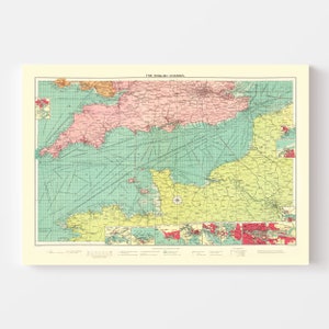 English Channel Map 1922, Vintage English Channel Map, Old English ...