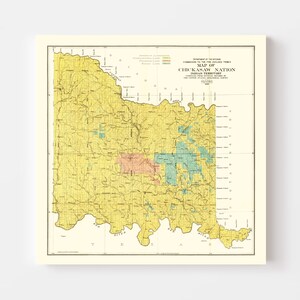 Chickasaw Nation Map 1900 - Old Map of Chickasaw Nation Art Vintage ...