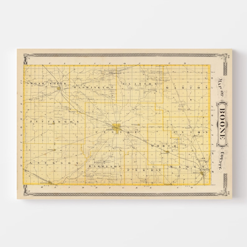 Boone County IN Map 1876 Old Map of Lebanon Indiana Art - Etsy