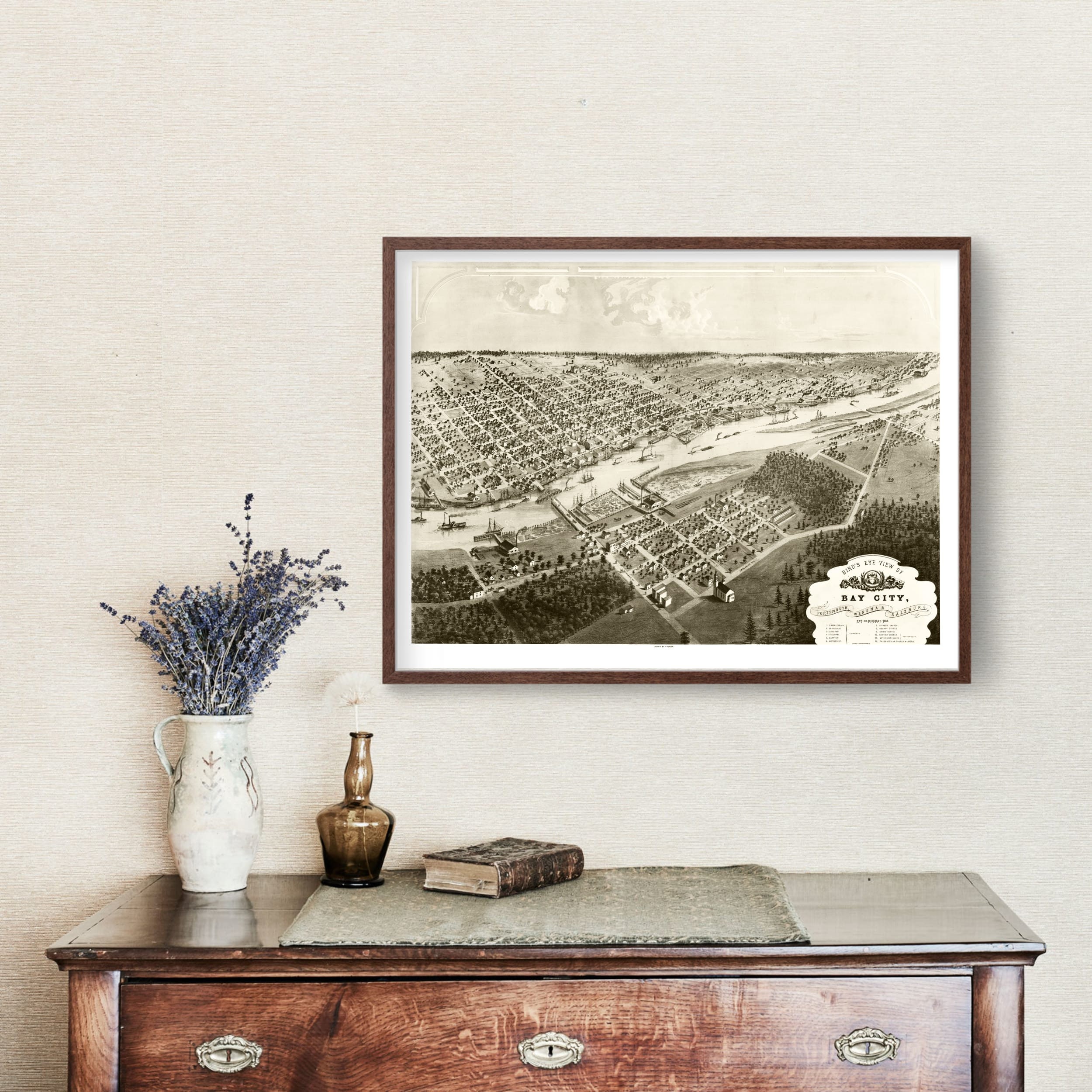 Bay City Map 1867 Old Map of Bay City Michigan Art Vintage - Etsy