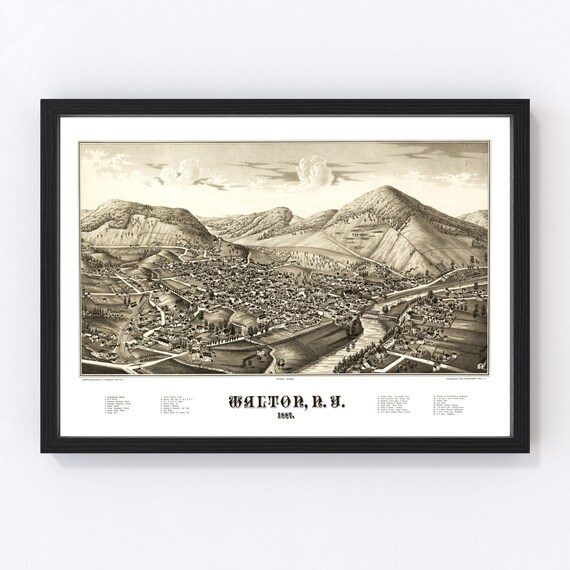 Walton Map 1887 Old Map of Walton New York Art Vintage Print - Etsy ...