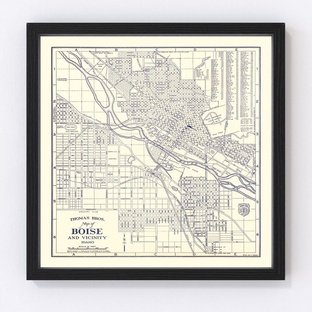 Boise Map 1920, Vintage Boise Map, Old Boise Idaho Art, Wall Art Gift ...