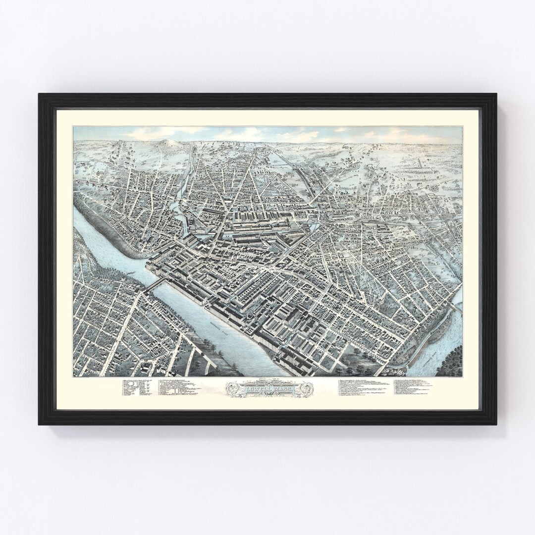 Lowell Map 1876 Old Map of Lowell Massachusetts Art Vintage Print ...