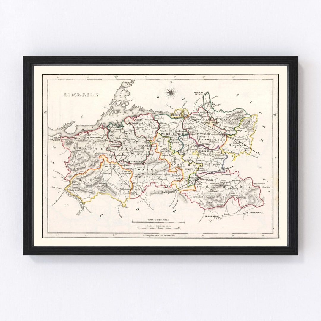 Limerick County Ireland Map 1846 - Old Map of Limerick County Ireland ...