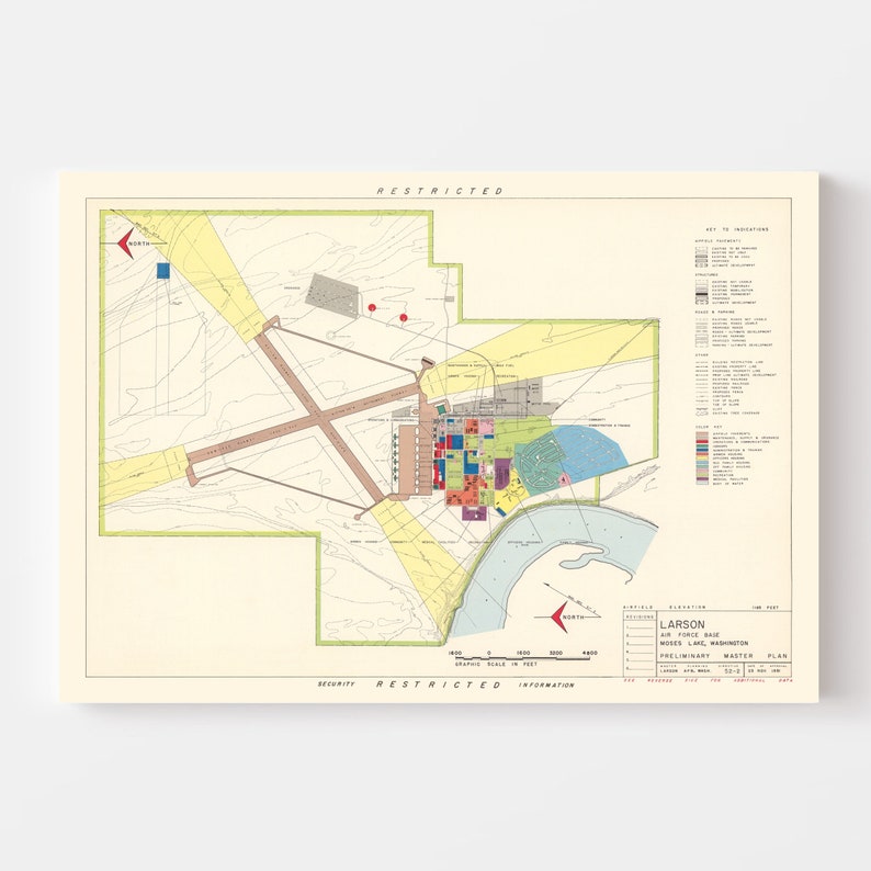 Larson Air Force Base Vicinity Map 1951, Vintage Larson Air Force Base ...