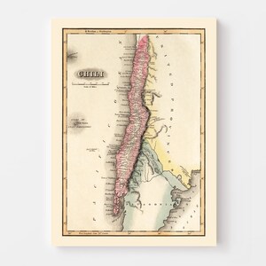 Chile Map 1823 - Old Map of Chile Art Print Framed Wall Art Vintage ...