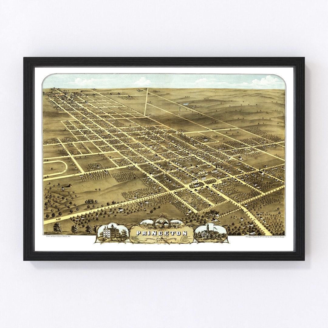 Princeton Map 1870 Old Map of Princeton Illinois Art Vintage Print ...