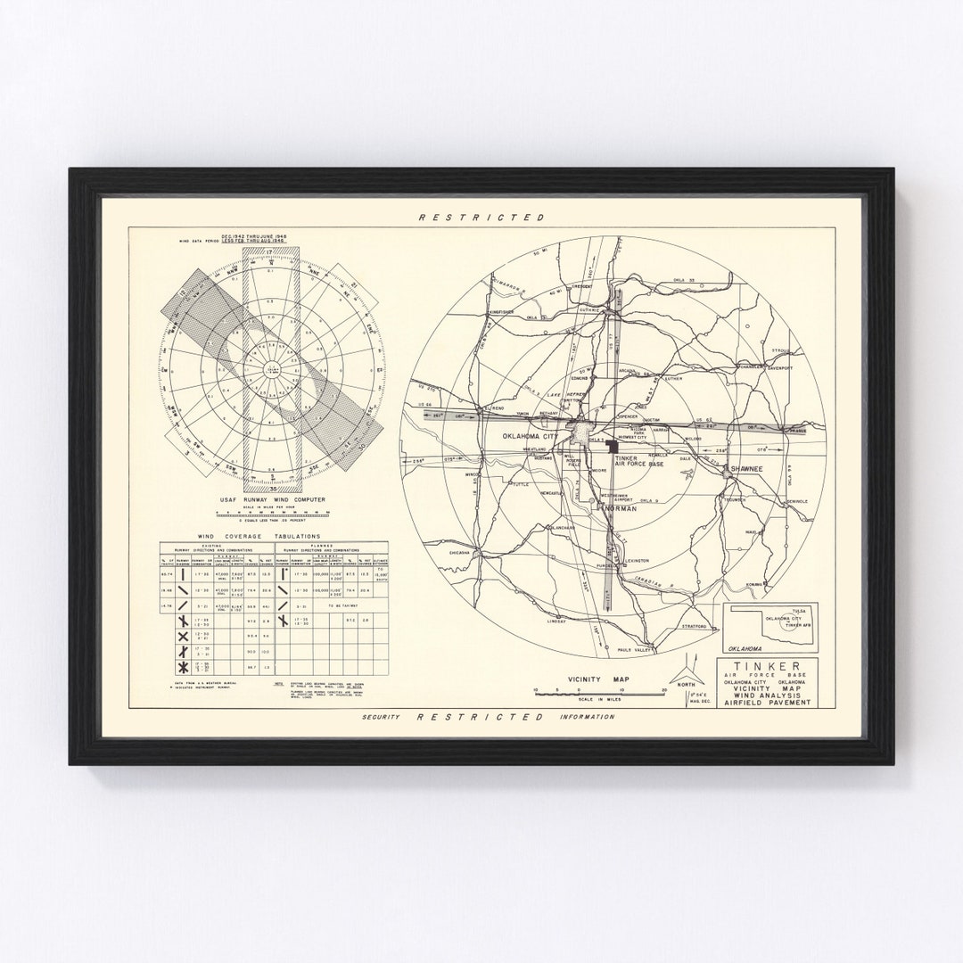 Tinker Air Force Base Vicinity Map 1952 Old Map of Tinker Air Force ...