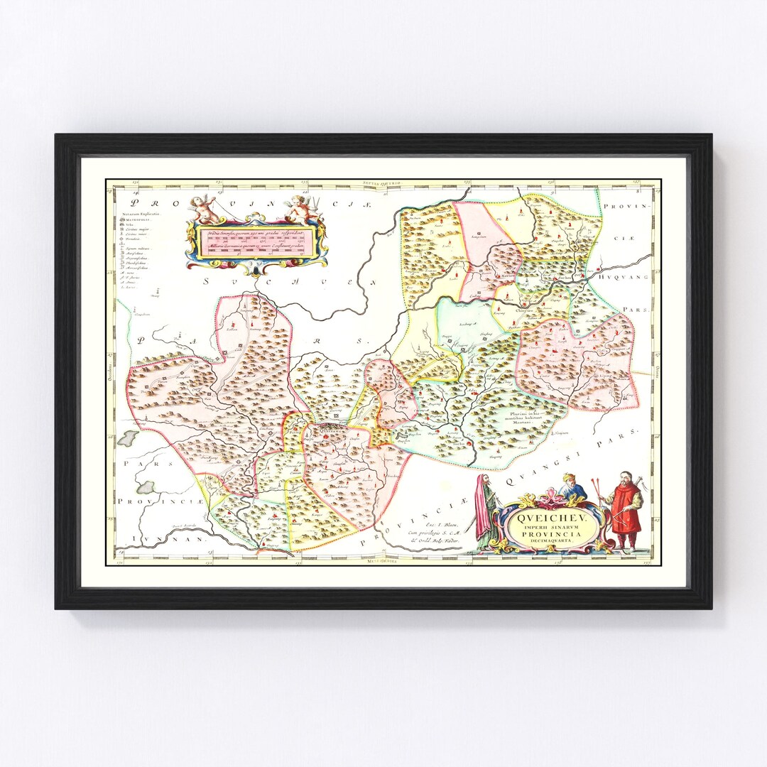 Qveichev Map 1665, Vintage Qveichev Map, Old Qveichev Art, Wall Art ...