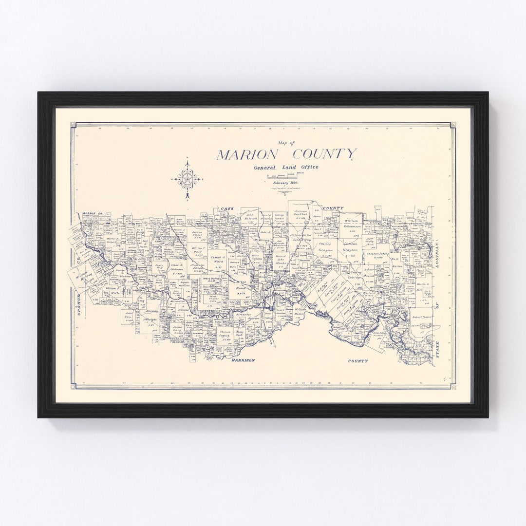 Marion County Map 1920, Vintage Marion County Map, Old Marion County ...