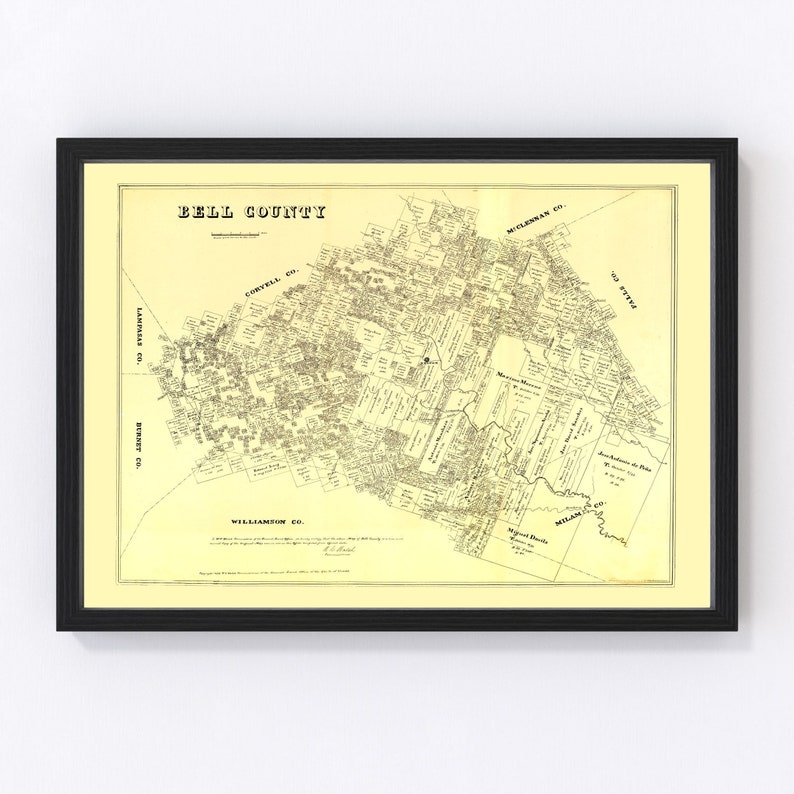 Bell County Texas Map 1879 Old Map of Bell County Texas Art - Etsy