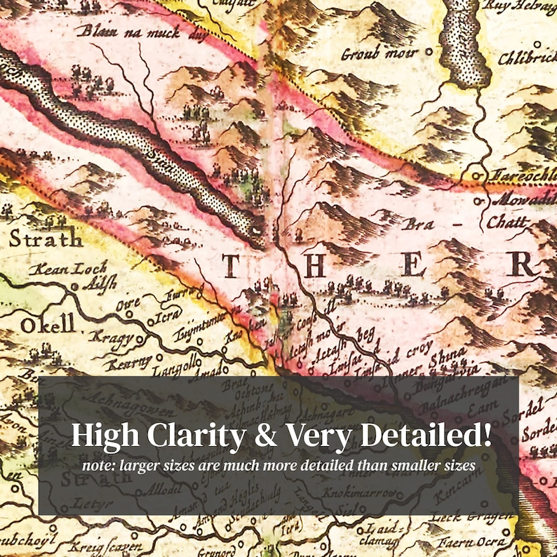 The Scottish Highlands Map 1665 Old Map of the Scottish - Etsy