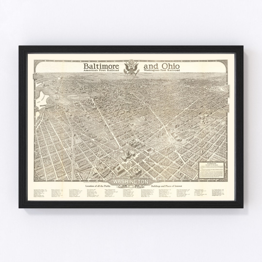 Washington Map 1923, Vintage Washington Map, Old Washington DC Art ...