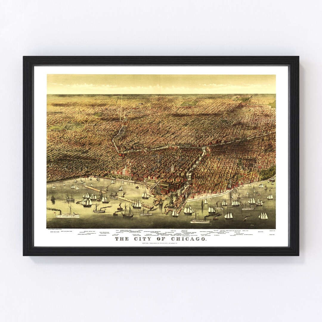 Chicago Map 1892, Vintage Chicago Map, Old Chicago Illinois Art, Wall ...