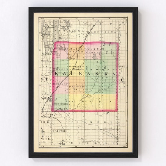 Kalkaska County MI Map 1873 Old Map of Kalkaska Michigan Art - Etsy