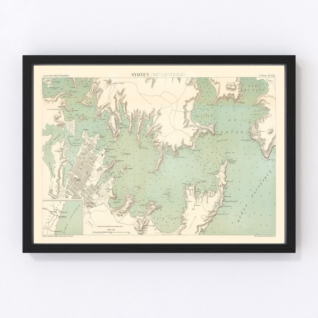 Sydney Map 1887, Vintage Sydney Map, Old Sydney Art, Wall Art Gift for ...