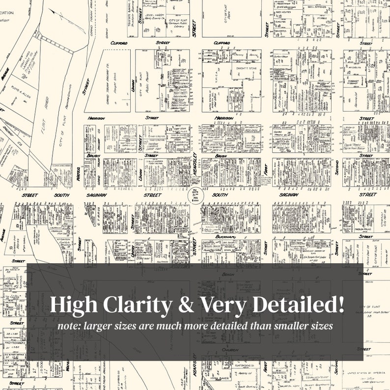Flint Map 1929 Old Map of Flint Business Section Michigan - Etsy