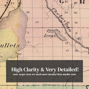 Cheboygan County Map 1873, Vintage Cheboygan County Map, Old Cheboygan ...