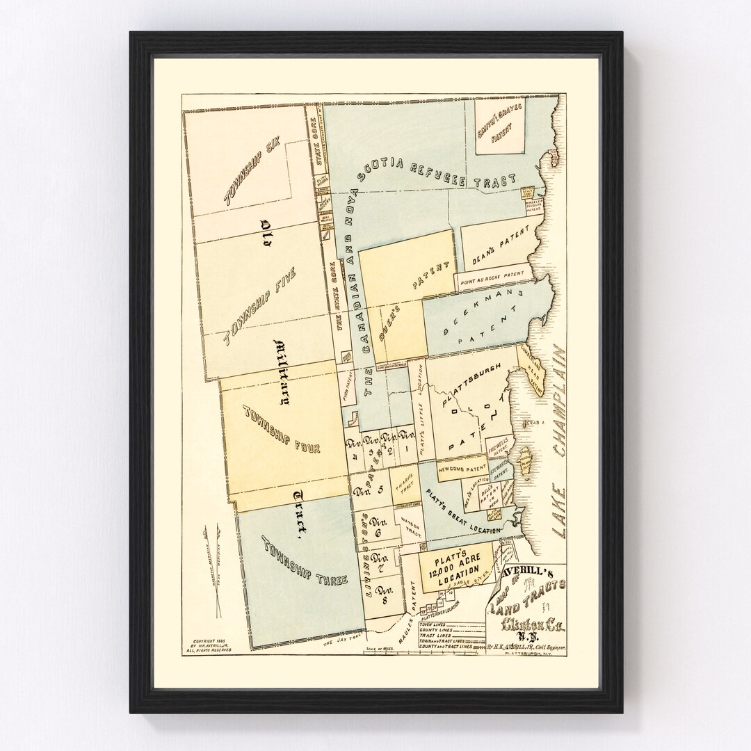 Clinton County Map 1885, Vintage Clinton County Map, Old Clinton County ...
