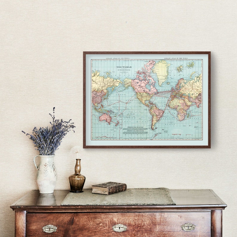 World Map 1912, Vintage World Map, Old World Art, Wall Art Gift for ...