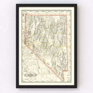 Nevada Railroad Map 1884 - Old Railroad Map of Nevada Art Vintage Print ...