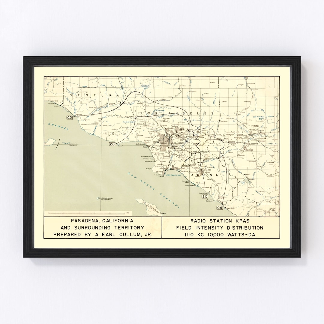 Pasadena Map 1935 Old Map of Pasadena California Art Vintage Print ...