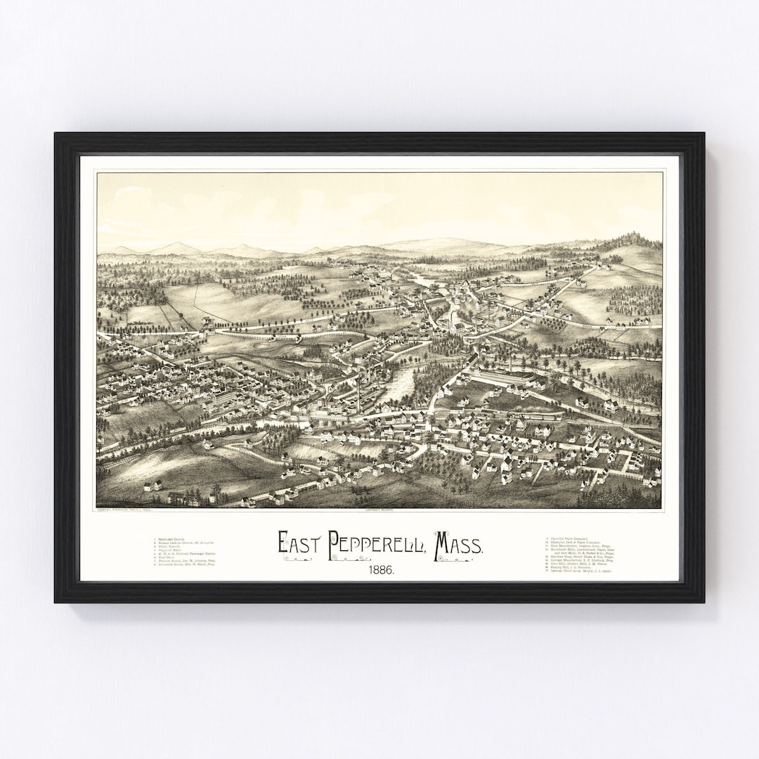 Pepperell Map 1886, Vintage Pepperell Map, Old Pepperell Massachusetts ...