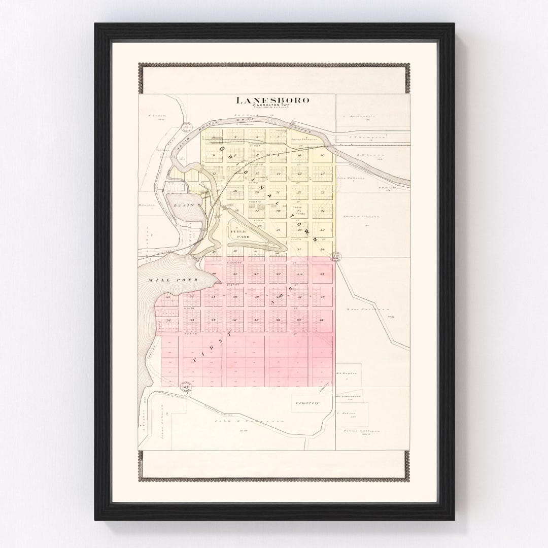 Lanesboro Map 1896, Vintage Lanesboro Map, Old Lanesboro Minnesota Art ...