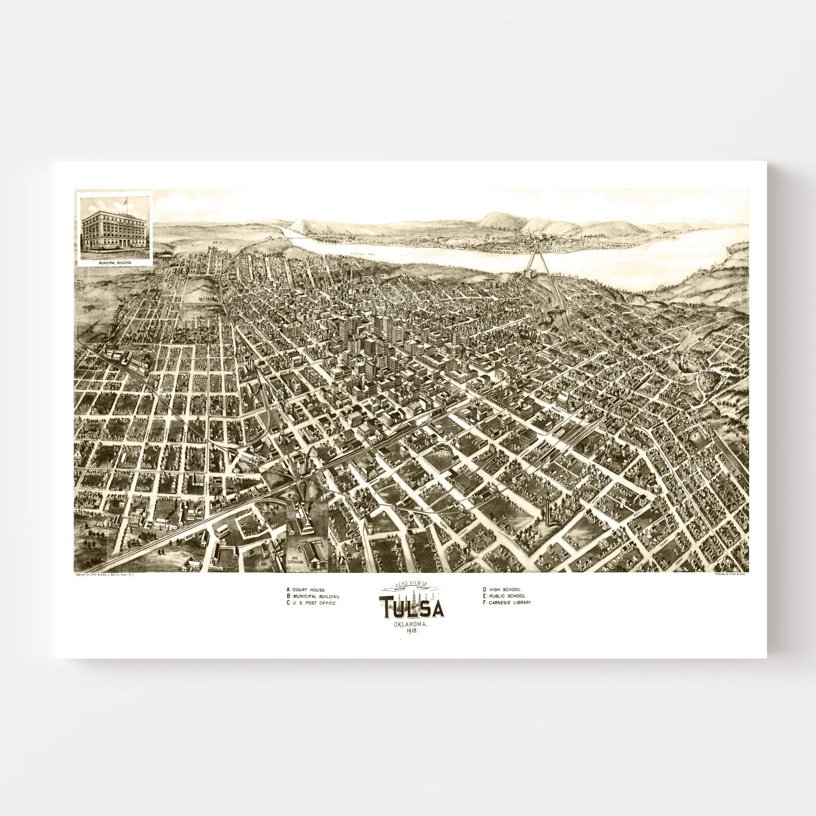 Tulsa Map 1918 Old Map of Tulsa Oklahoma Art Vintage Print - Etsy