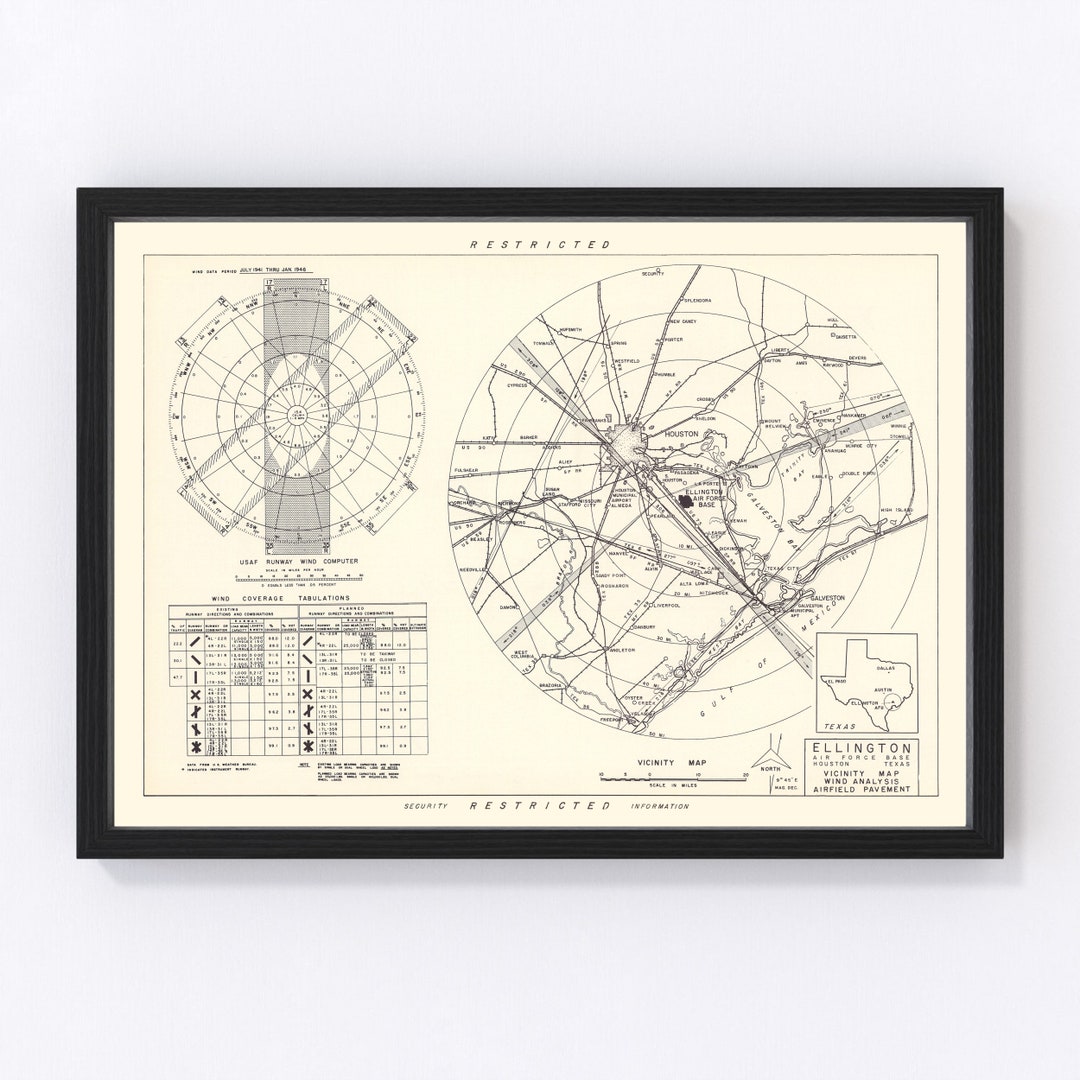 Foster Air Force Base Vicinity Map 1951, Vintage Foster Air Force Base ...