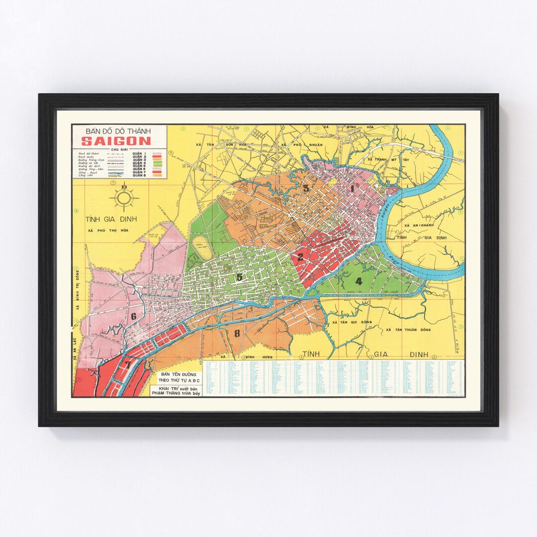 Saigon Map 1966, Vintage Saigon Map, Old Saigon Art, Wall Art Gift for ...