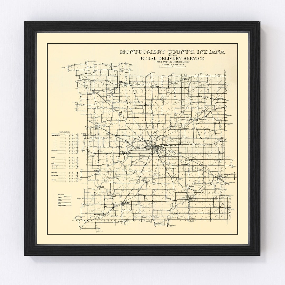 Montgomery County Map 1912, Vintage Montgomery County Map, Old ...