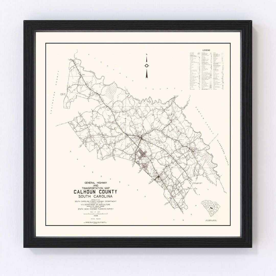 Calhoun County Map 1938, Vintage Calhoun County Map, Old Calhoun County ...