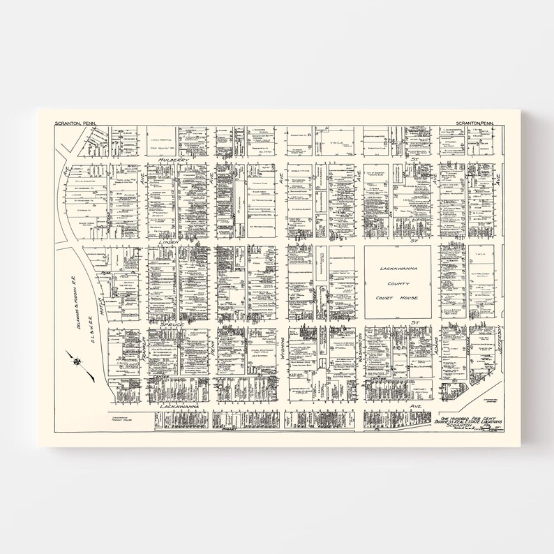Scranton Map 1929 Old Map of Scranton Business Section - Etsy