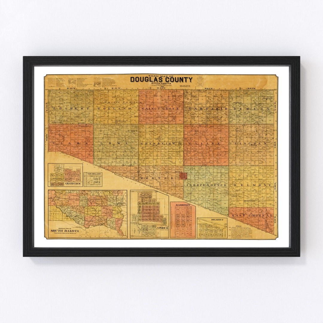 Douglas County Map 1900, Vintage Douglas County Map, Old Douglas County ...
