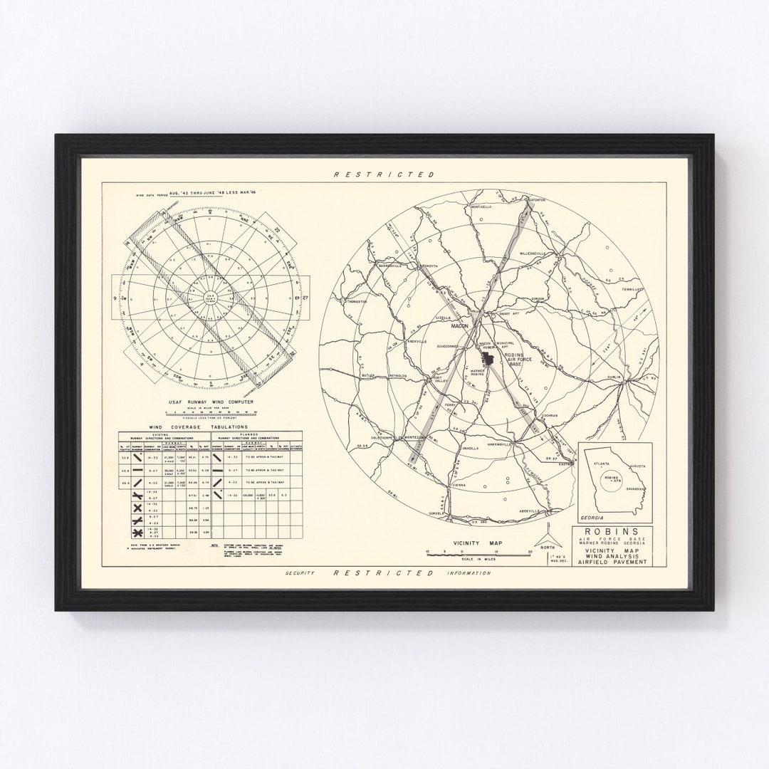 Tinker Air Force Base Map 1952, Vintage Tinker Air Force Base Map, Old ...