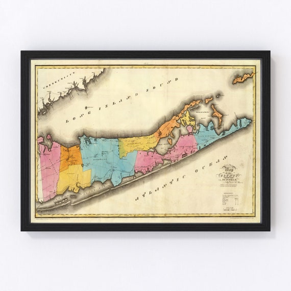 Long Island Map 1829 Old Map of Long Island New York Art - Etsy