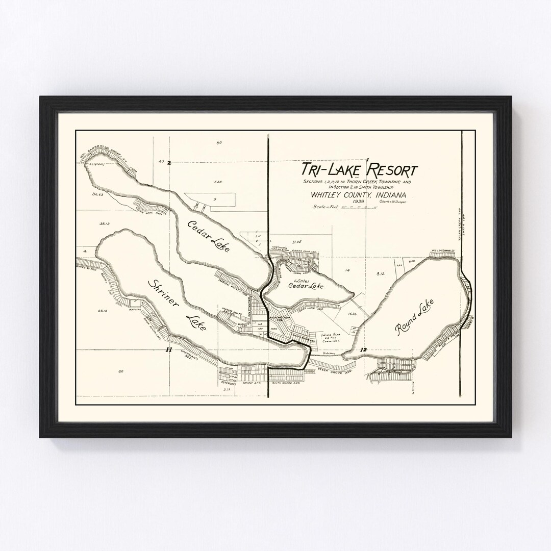 Tri-lake Resort Map 1939, Vintage Tri-lake Resort Map, Old Tri-lake ...