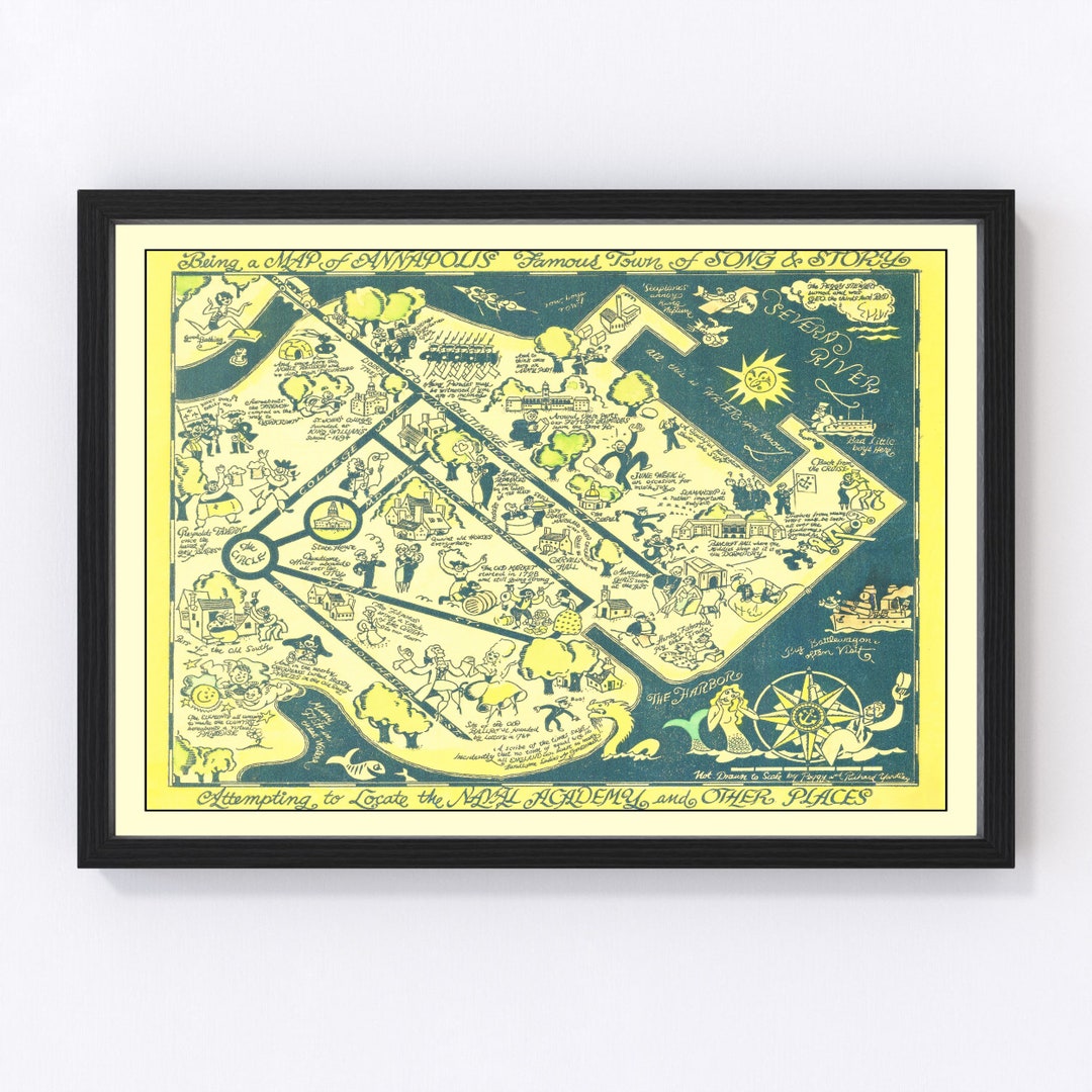 Annapolis Map 1932 - Old Map of Annapolis Maryland Art Vintage Print ...