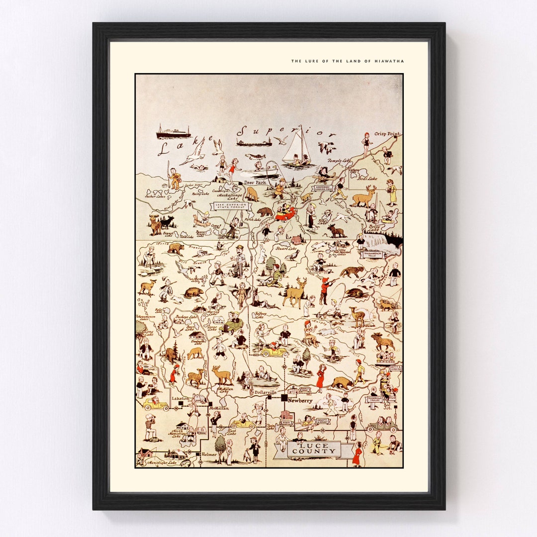 Luce County Map 1936, Vintage Luce County Map, Old Luce County Michigan ...