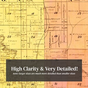 Mahaska County Map 1884, Vintage Mahaska County Map, Old Mahaska County ...