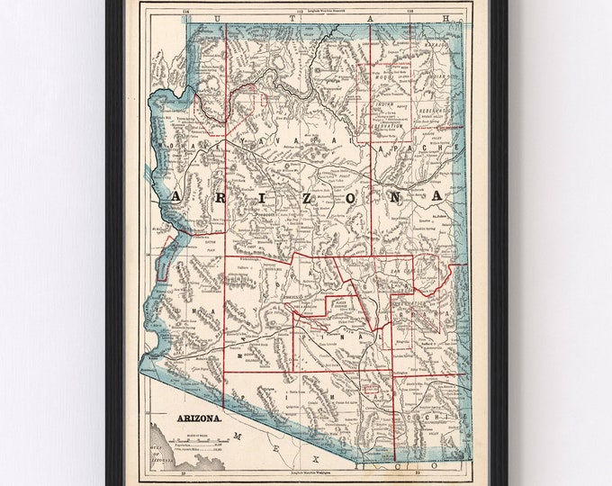 ARIZONA MAP - Instant Digital Download - Printable Picture Map ...