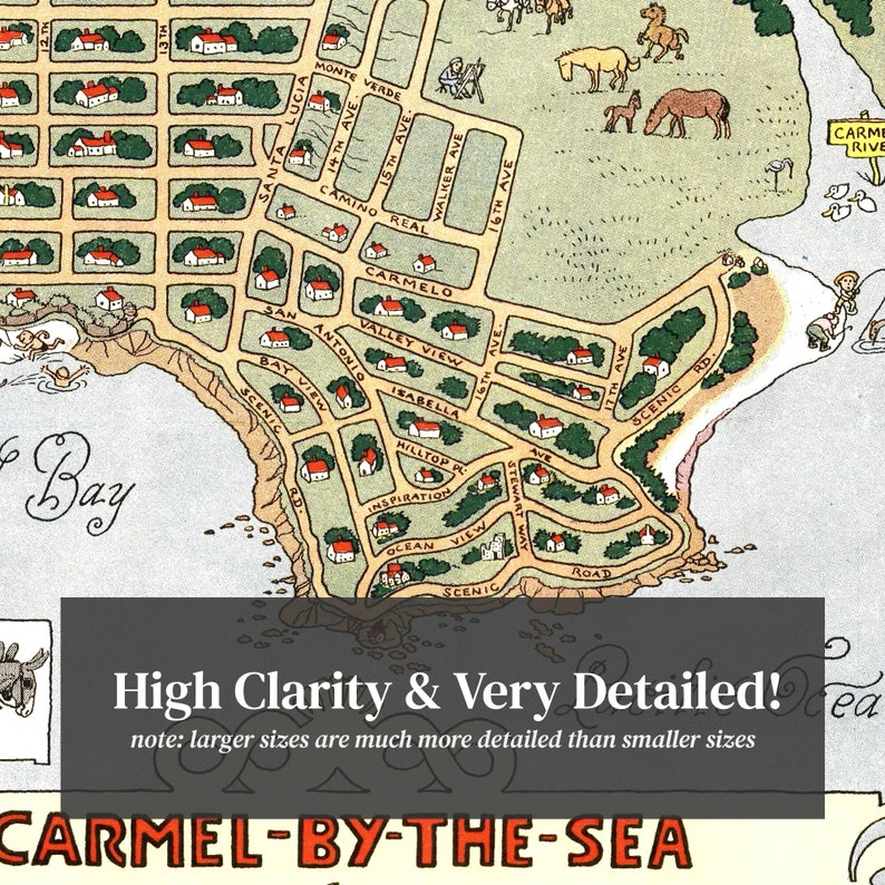 Carmel by the Sea Map 1942, Vintage Carmel by the Sea Map, Old Carmel ...