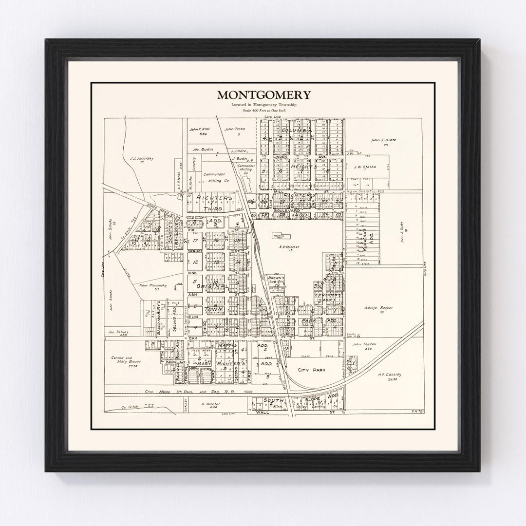 Montgomery Map 1928, Vintage Montgomery Map, Old Montgomery Minnesota ...