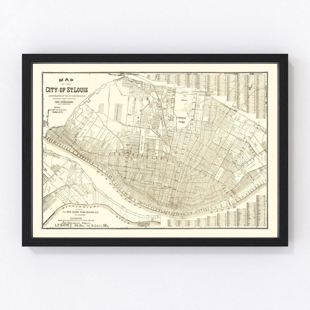 St. Louis Map 1901 - Old Map of St. Louis Missouri Art Vintage Print ...
