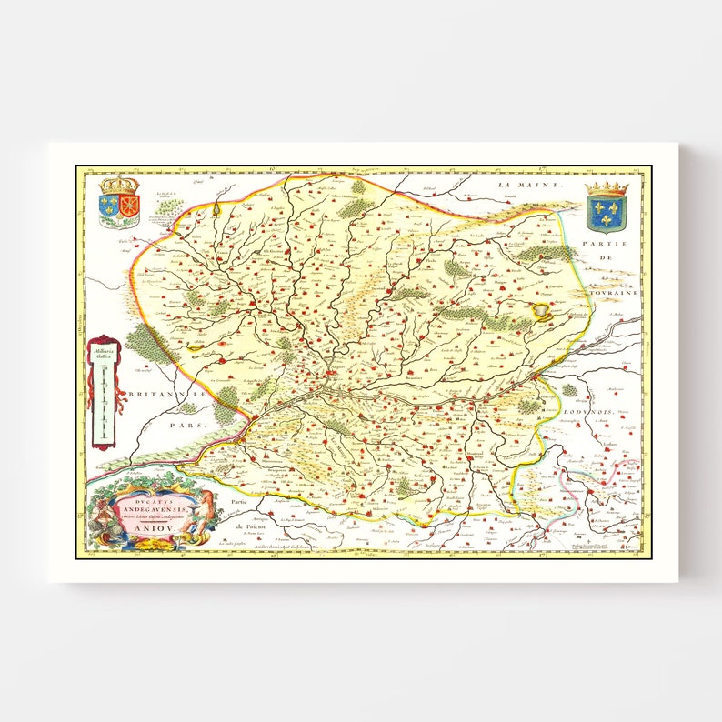 Anjou Map 1665 Old Map of Anjou France Art Vintage Print - Etsy