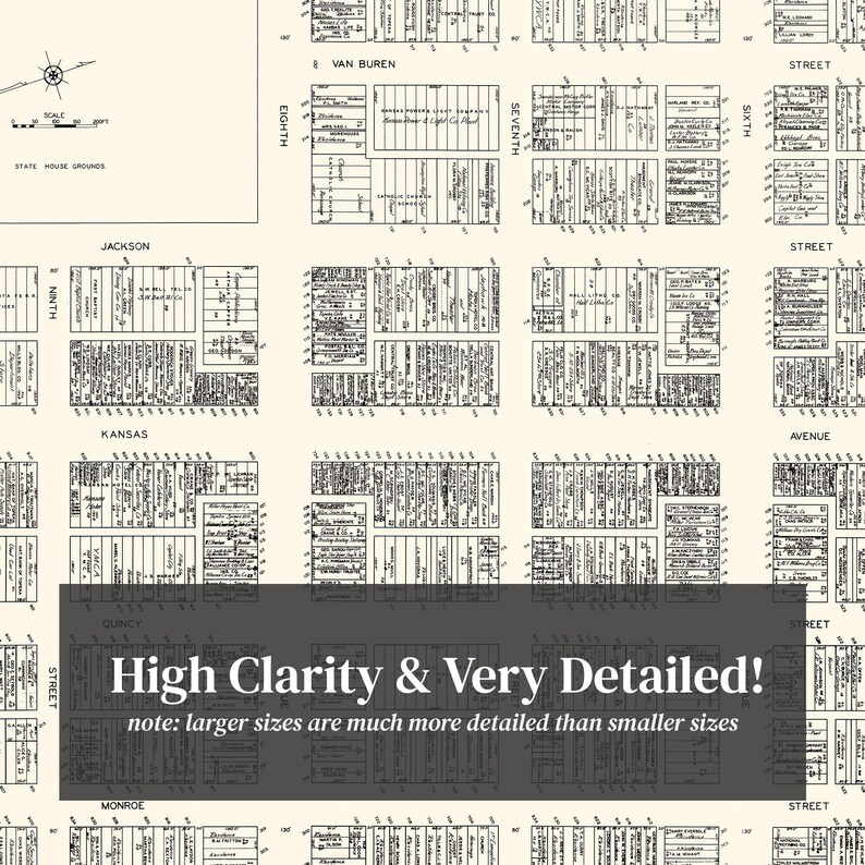 Topeka Map 1929 Old Map of Topeka Business Section Kansas - Etsy