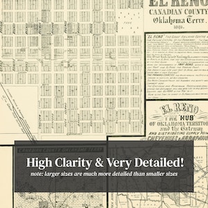 El Reno Map 1891 Old Map of El Reno Oklahoma Art Vintage Print Framed ...